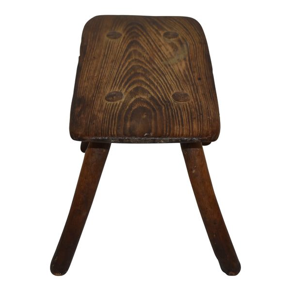 Small Rustic Oak Stool - Ski Country Antiques & Home