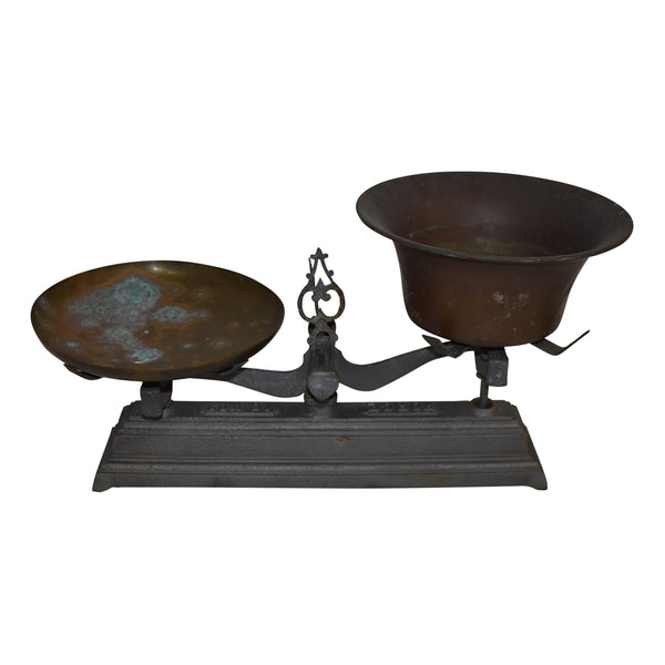 Cast Iron Balance Scale with Brass Pans - Ski Country Antiques & Home