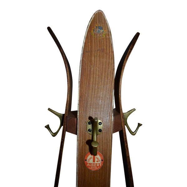 Ski Hall Tree with Brass Hooks - Ski Country Antiques & Home