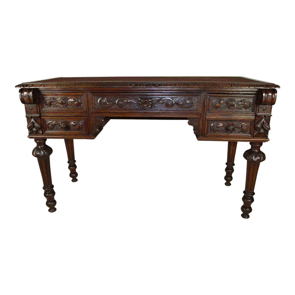 Hunt Desk with Leather Inset Top - Ski Country Antiques & Home
