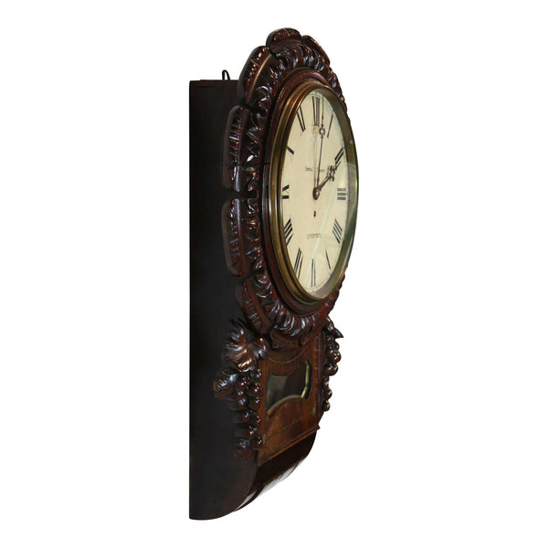 English Mahogany Wall Clock - Ski Country Antiques & Home