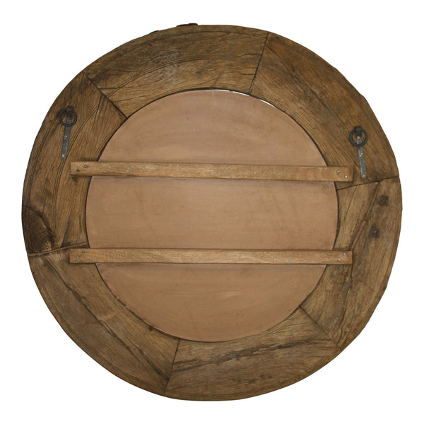 Round Mirror with Rustic Wood Frame - Ski Country Antiques & Home